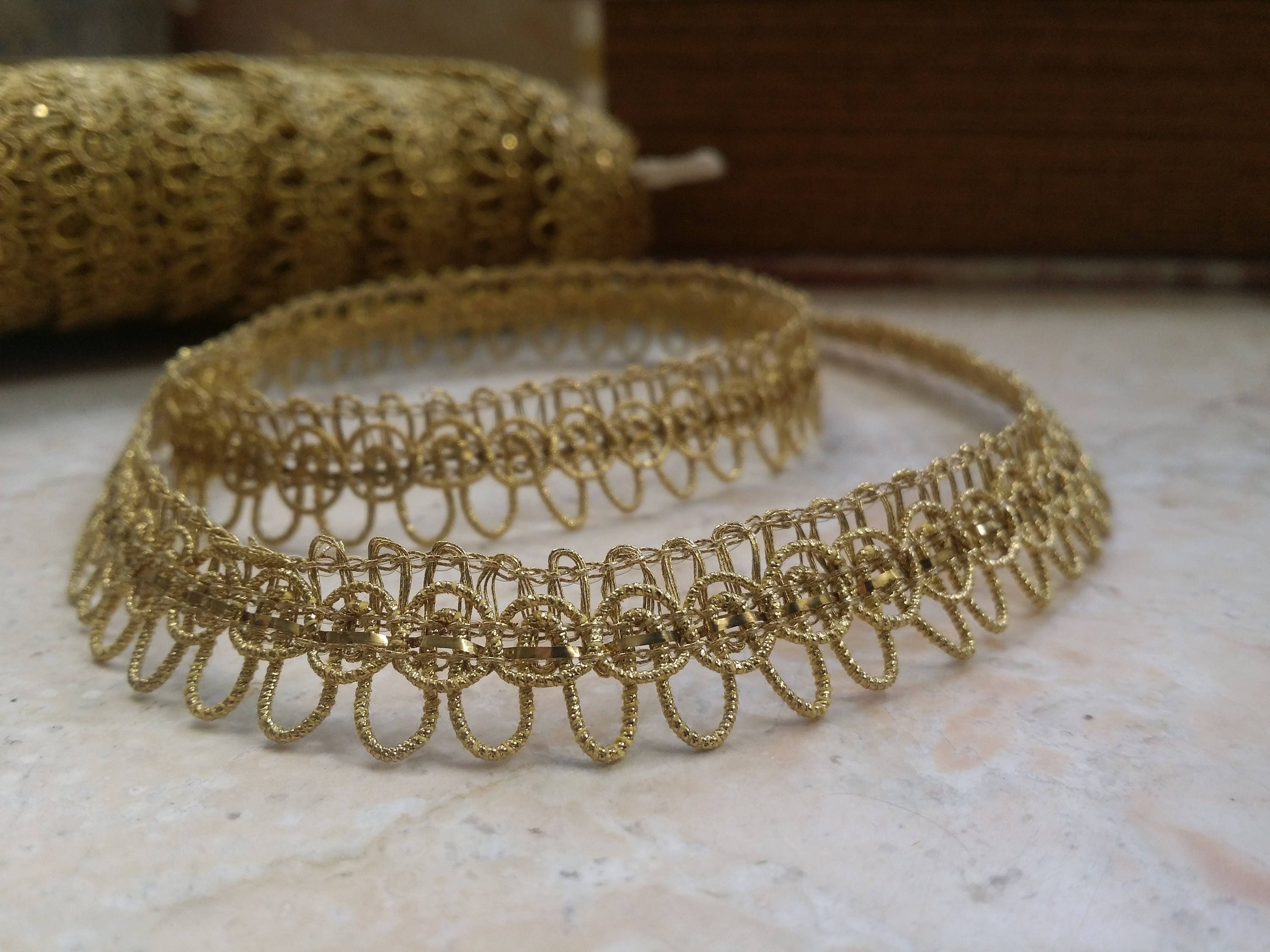 SALE : 1/2 METAL Vintage Gold Trim Scallop Loop Fringe | Etsy