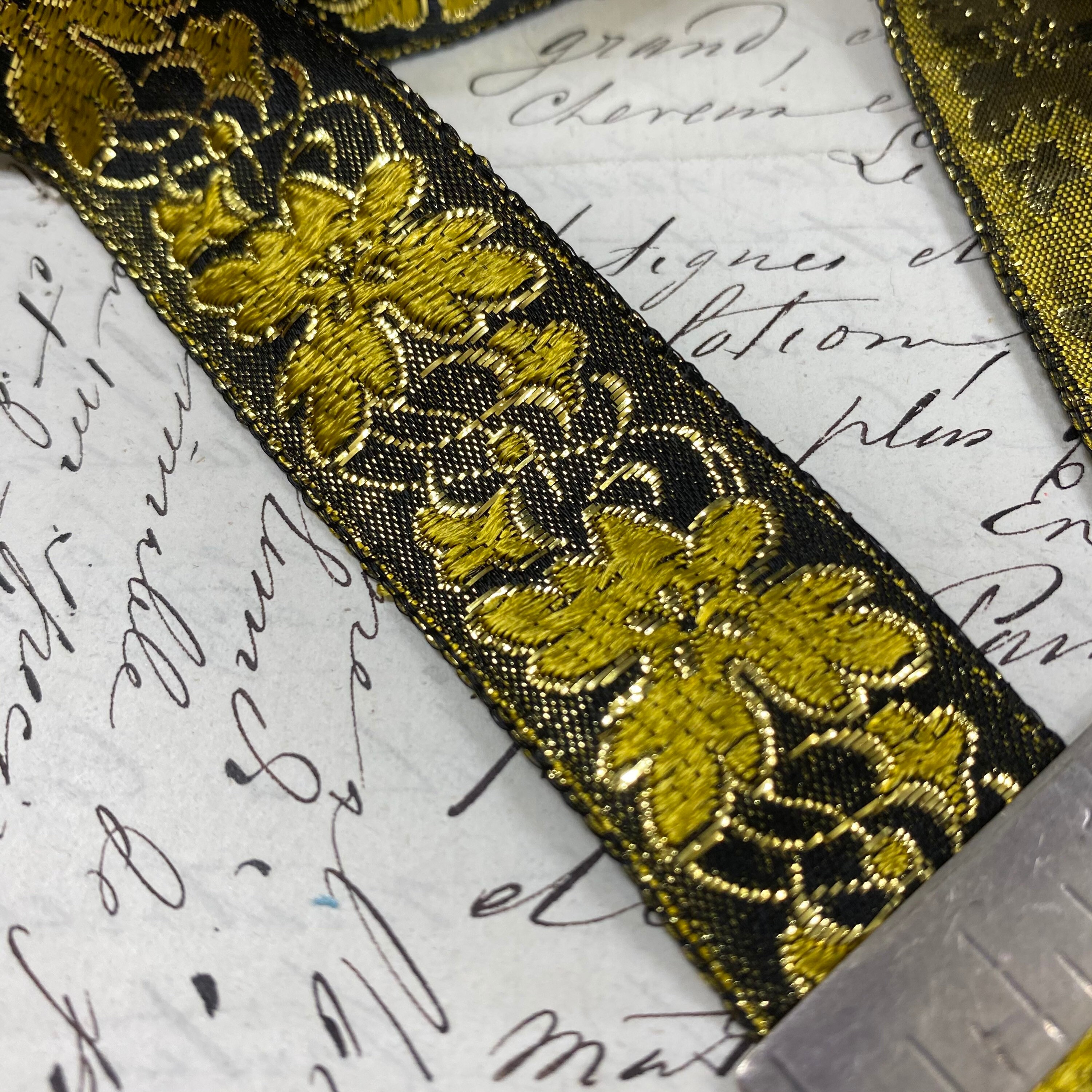 1 Vintage French Brocade Ribbon Trim 182 Metallic Gold | Etsy