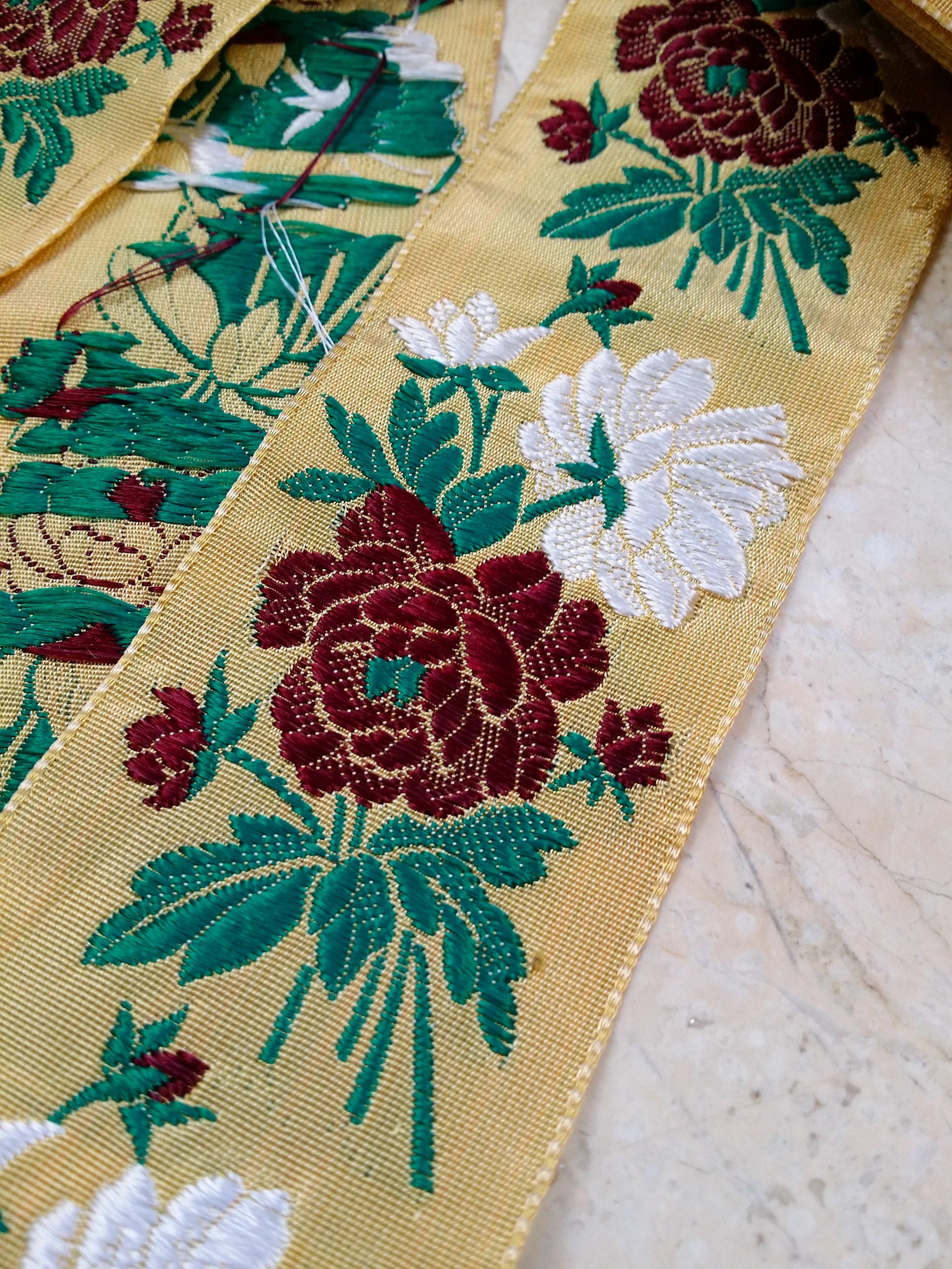 2 Vintage French Jacquard Trim Ribbon Woven Embroidered | Etsy