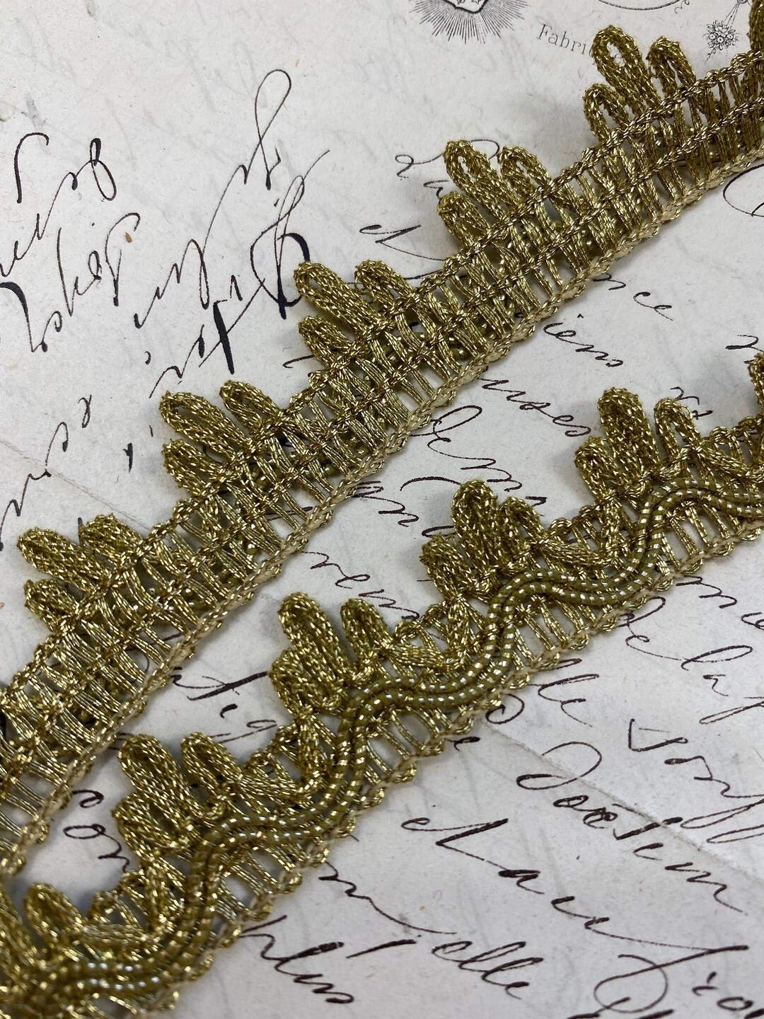 3/4" Vintage Metallic Gold Trim Passementerie Braid Gimp Doll Millinery ...