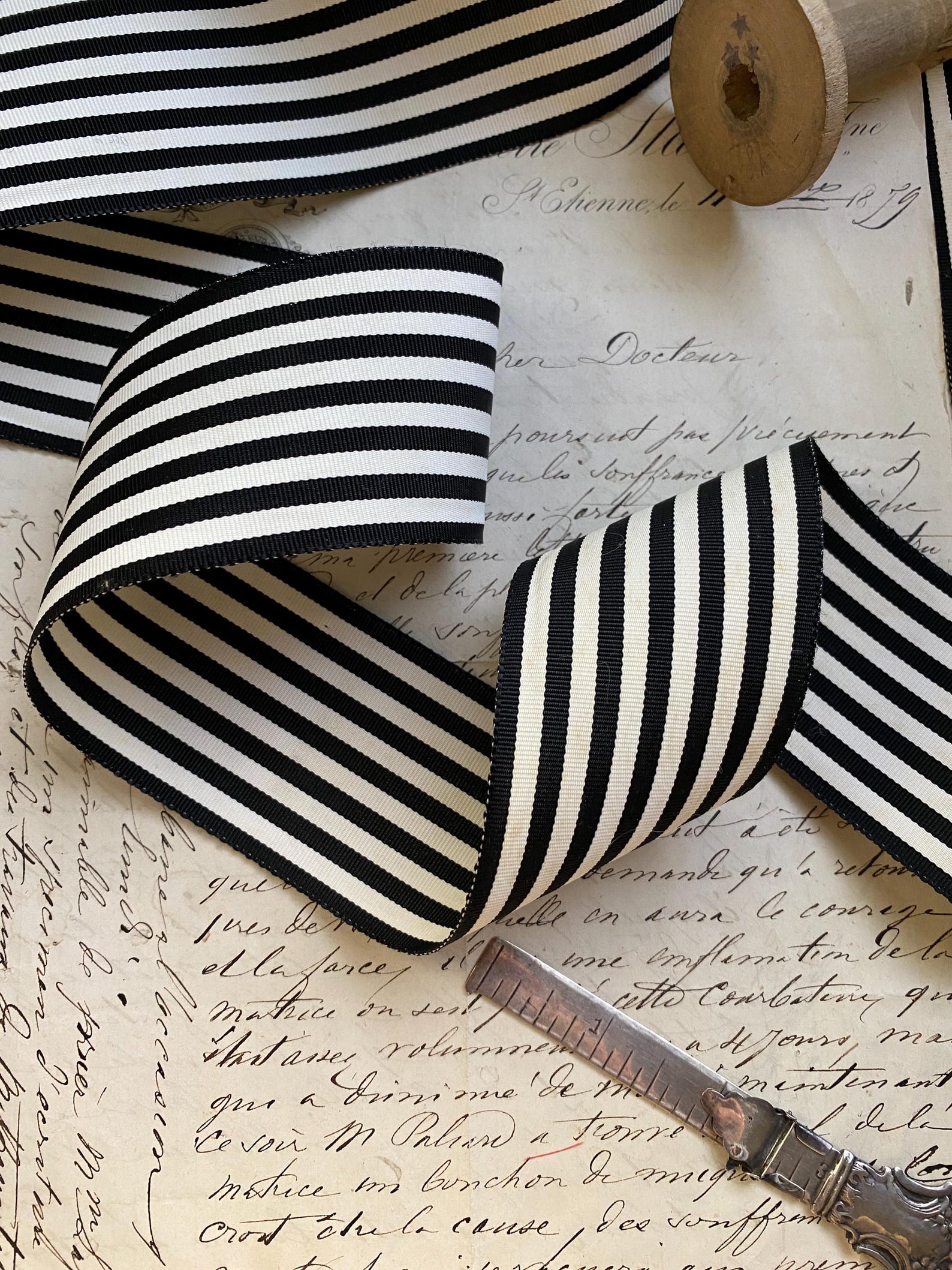 2.125" Vintage Stripe Millinery Straight Edge Grosgrain Weave Ribbon ...