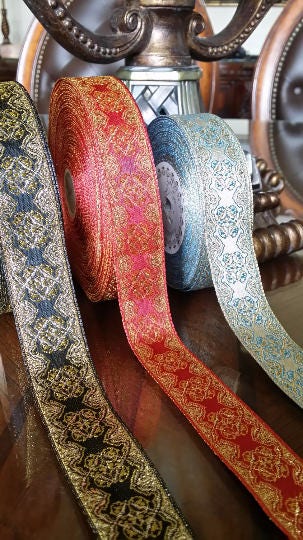 1 Vintage Jacquard Brocade Ribbon Trim 588 Metallic - Etsy