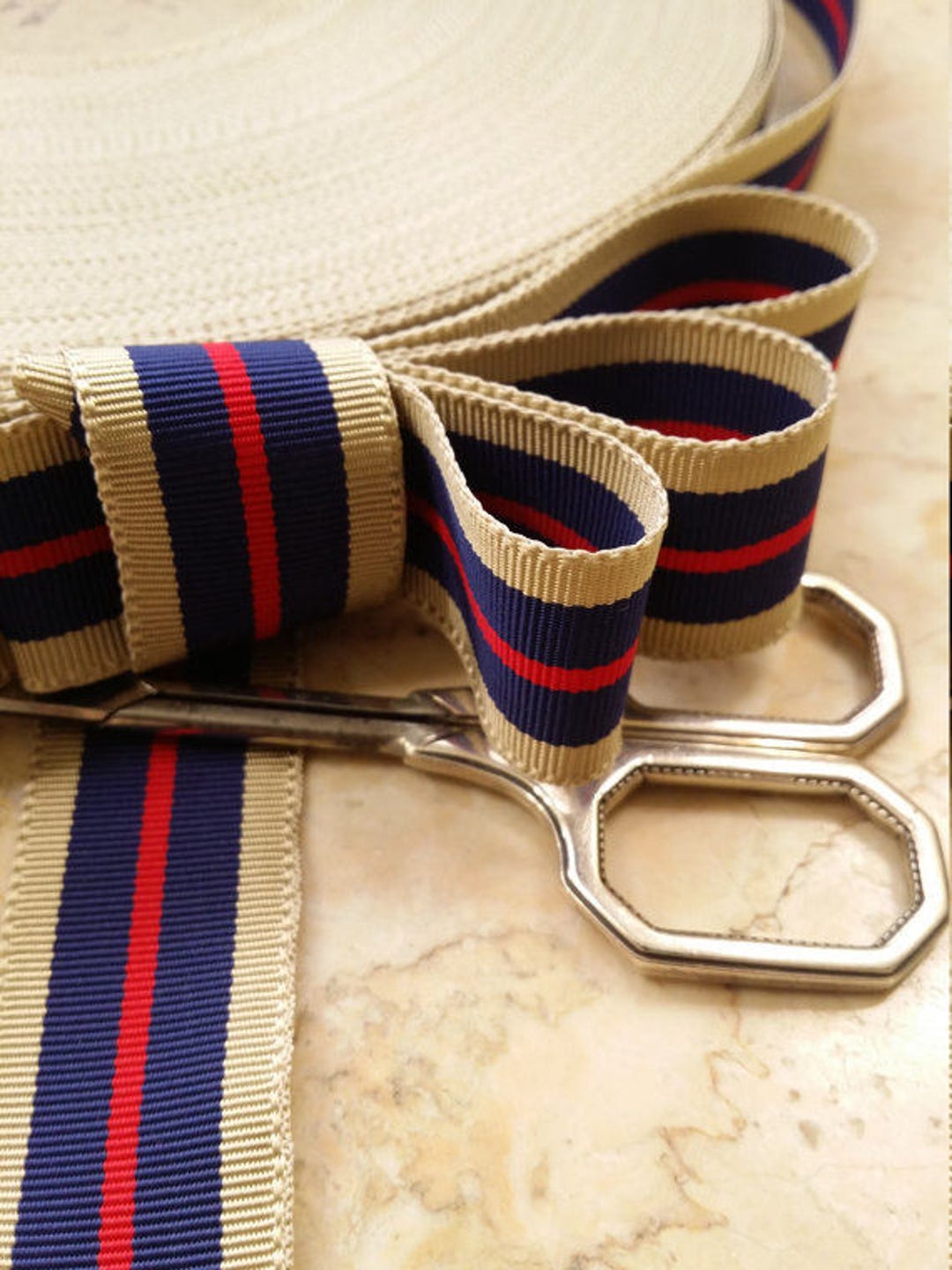 7/8" + Vintage Straight Edge Woven Millinery Ribbon Trim Stripes ...