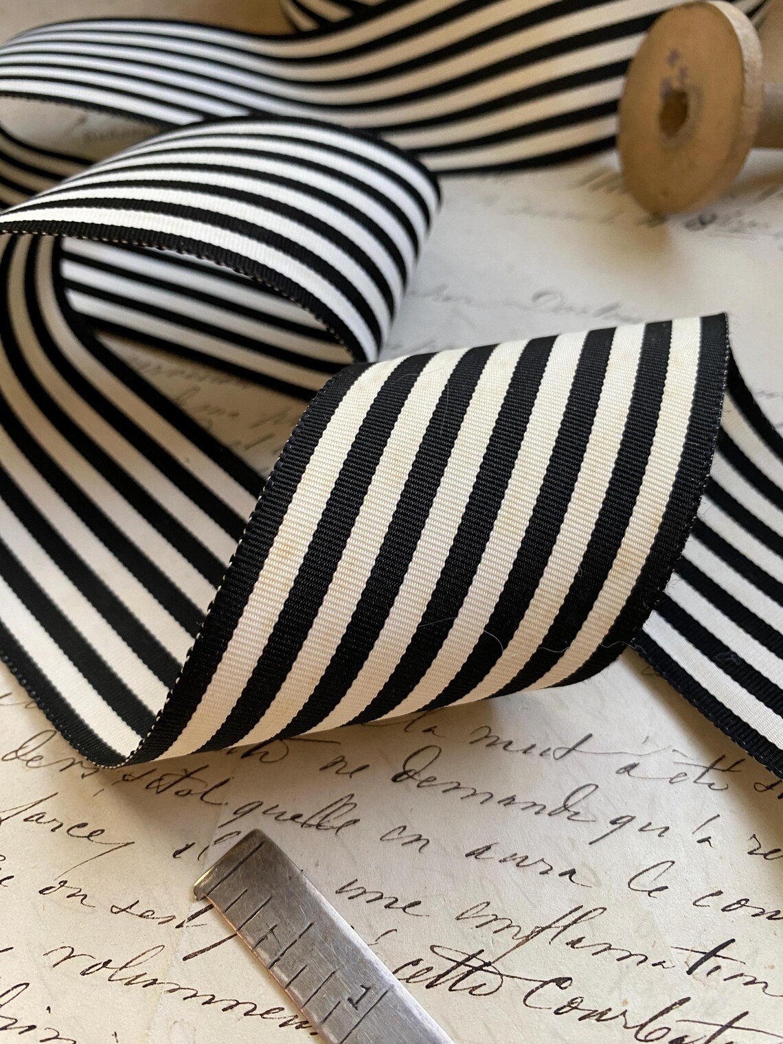 2.125" Vintage Stripe Millinery Straight Edge Grosgrain Weave Ribbon ...