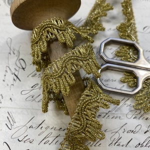 3/4" Vintage Metallic Gold Trim Passementerie Braid Gimp Doll Millinery ...