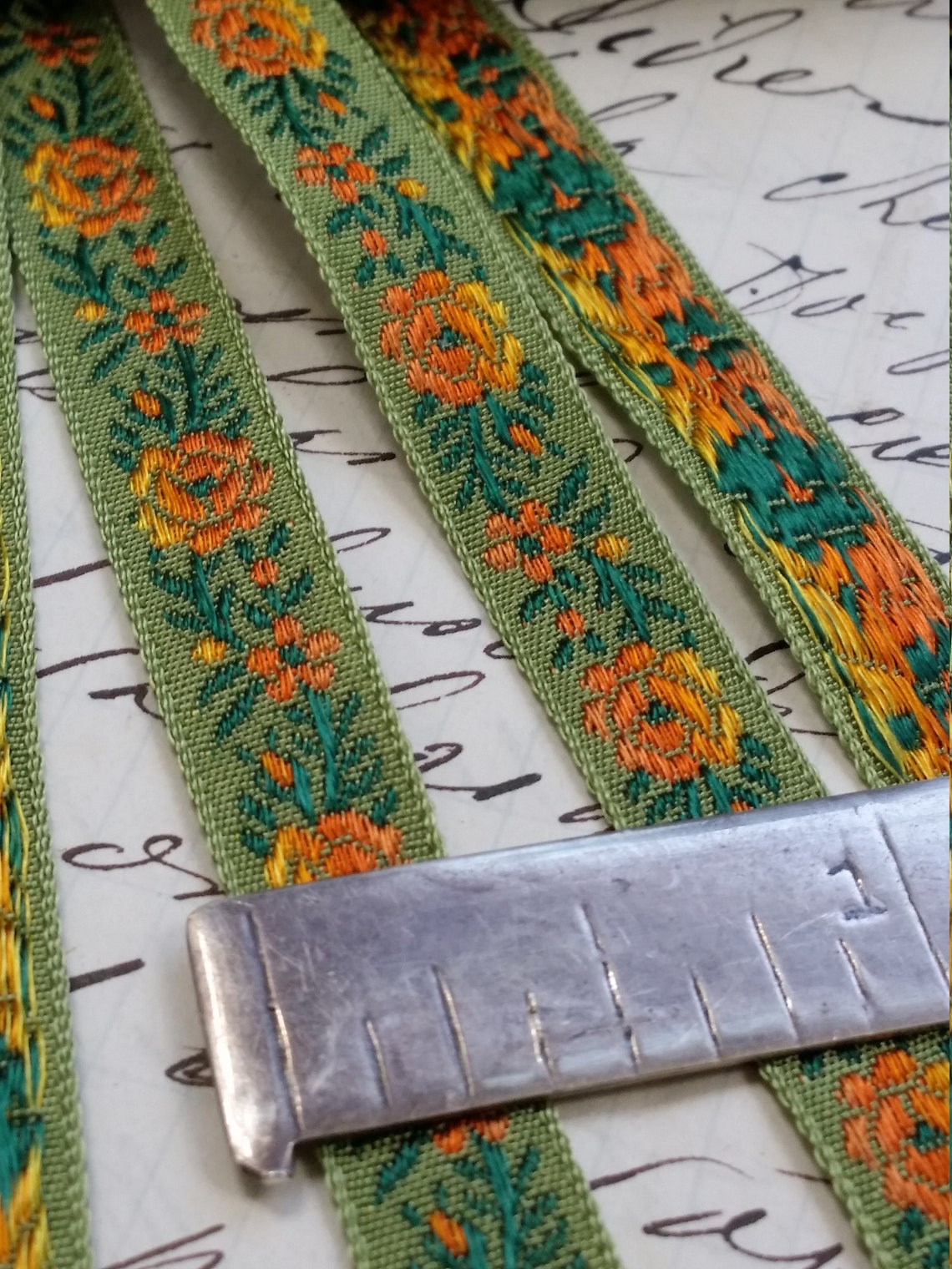 3/8 Vintage French Jacquard woven ribbon trim | Etsy