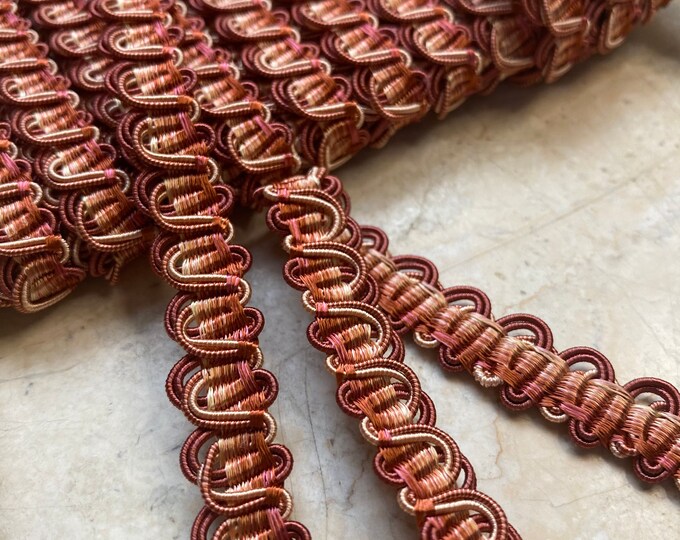 3/8" Vintage French Gimp Braid Trim Ombre Sunset Peach Orange Rust ...