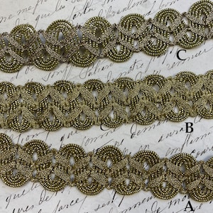 1" Vintage Metallic Gold Trim Passementerie Scroll Braid Gimp Doll ...