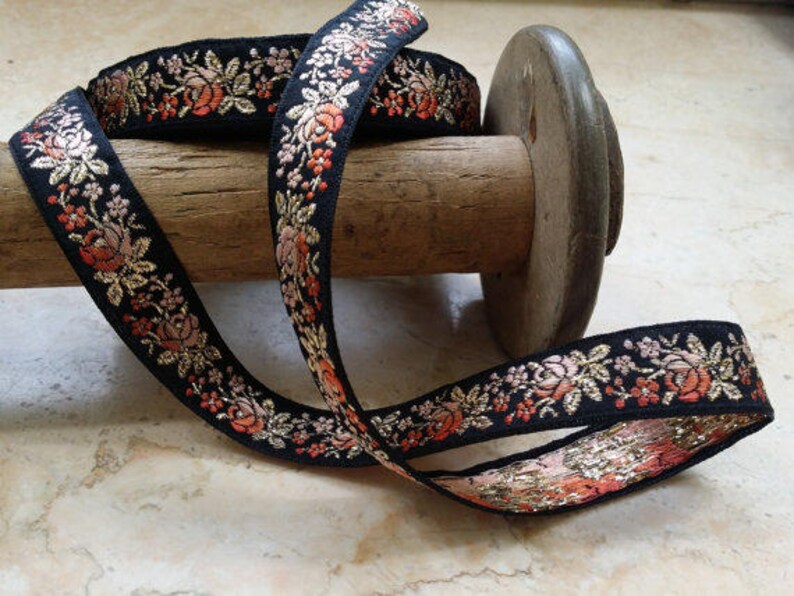 3/4 Vintage French Black Jacquard Ribbon Trim - Etsy