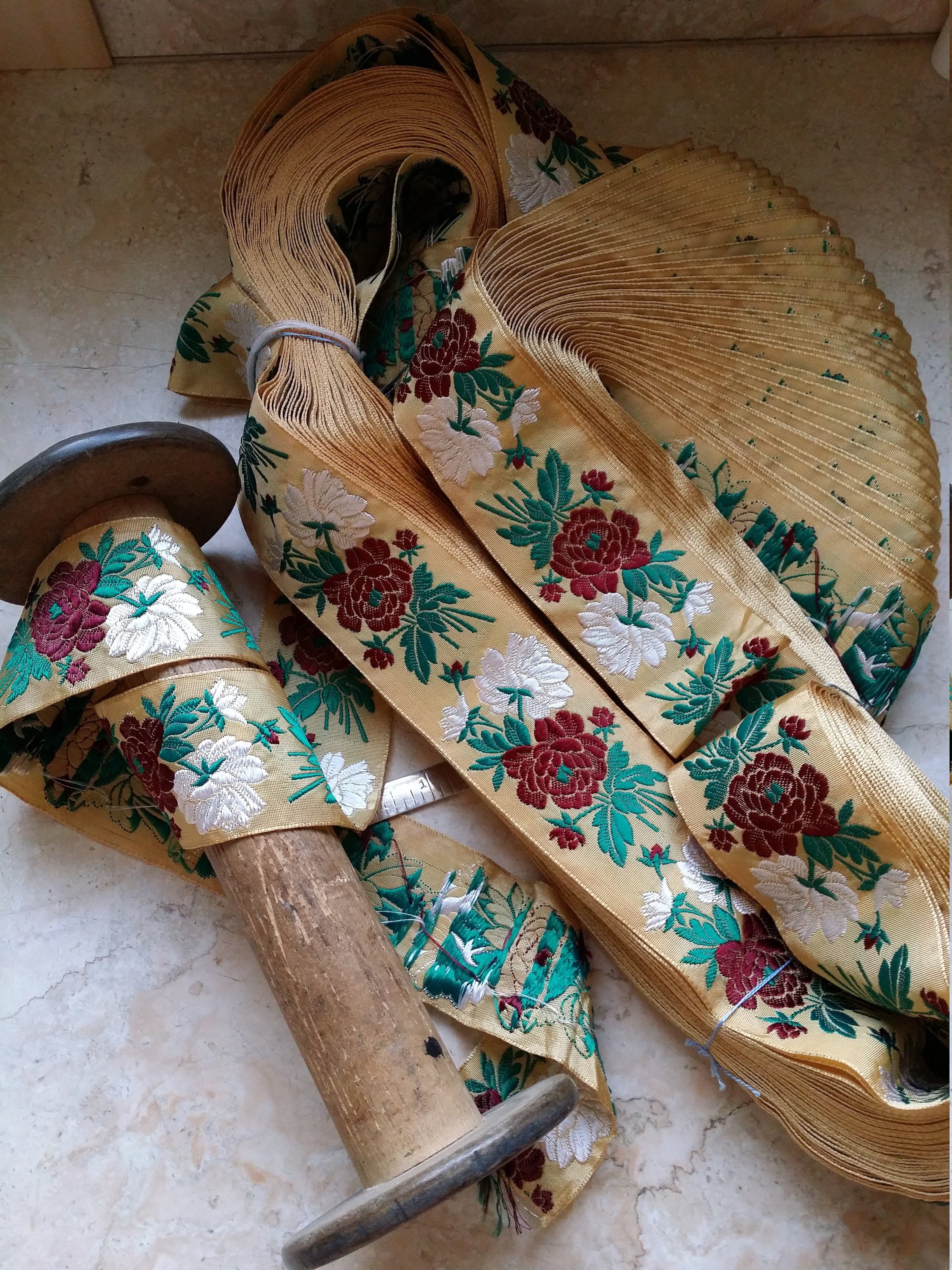 2 Vintage French Jacquard Trim Ribbon Woven Embroidered - Etsy