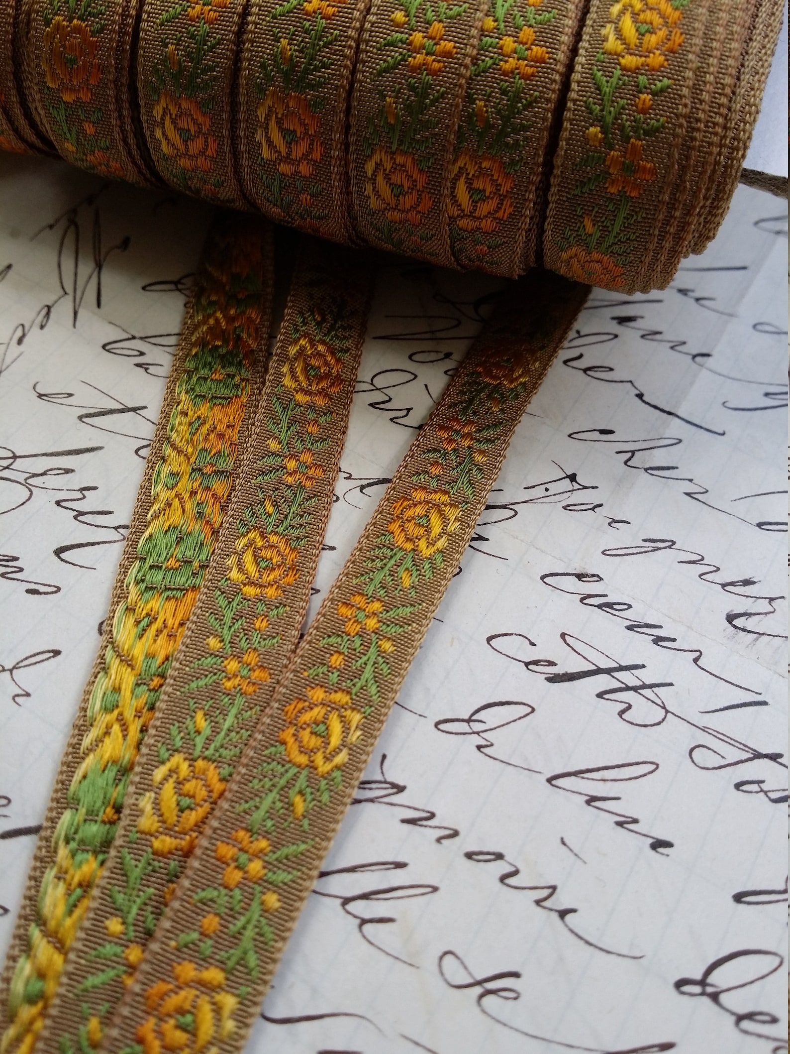 3/8 Vintage French Jacquard Woven Ribbon Trim - Etsy