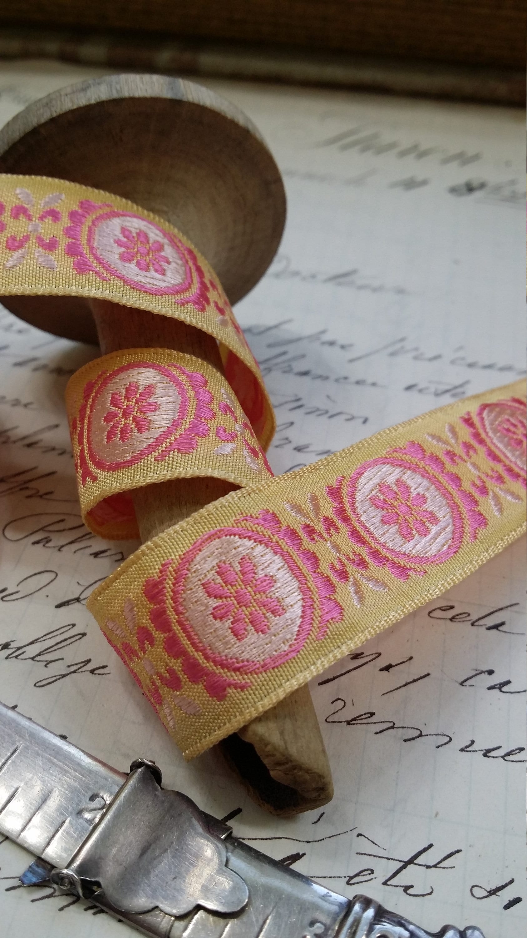 3/4 Vintage French Woven Ribbon Trim With Embroidered - Etsy