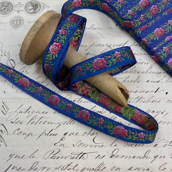 3/8 Vintage French Jacquard woven ribbon trim | Etsy