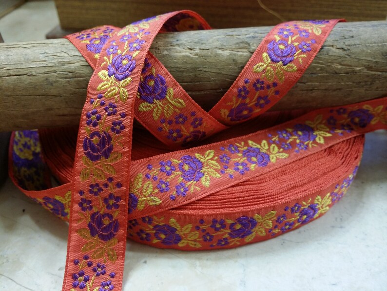 3/4 Vintage French Red Woven Ribbon Trim With - Etsy