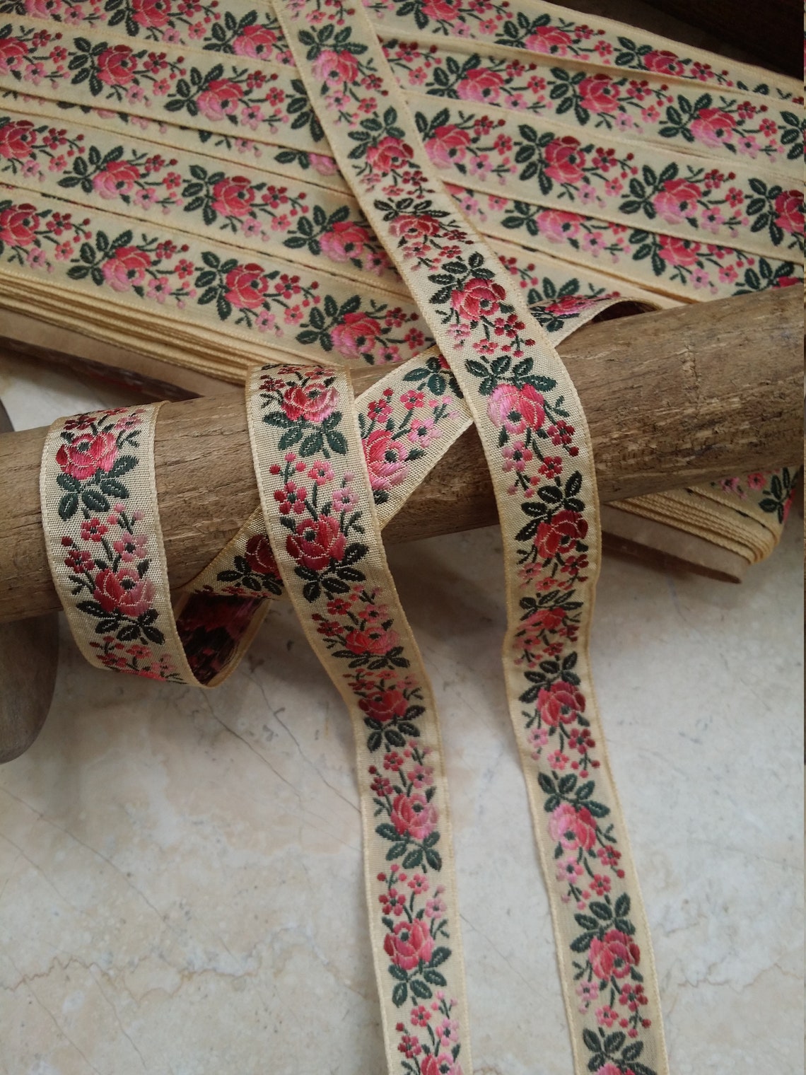3/4 Vintage Muted Butter Yellow French Jacquard Ribbon - Etsy