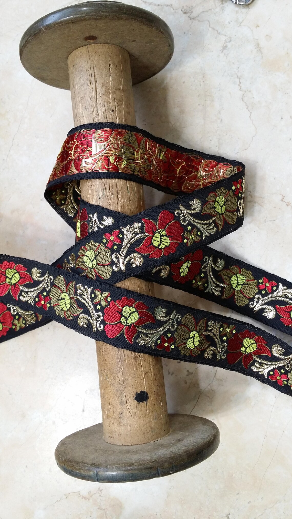 1 Vintage French Jacquard Trim Black Ribbon With - Etsy