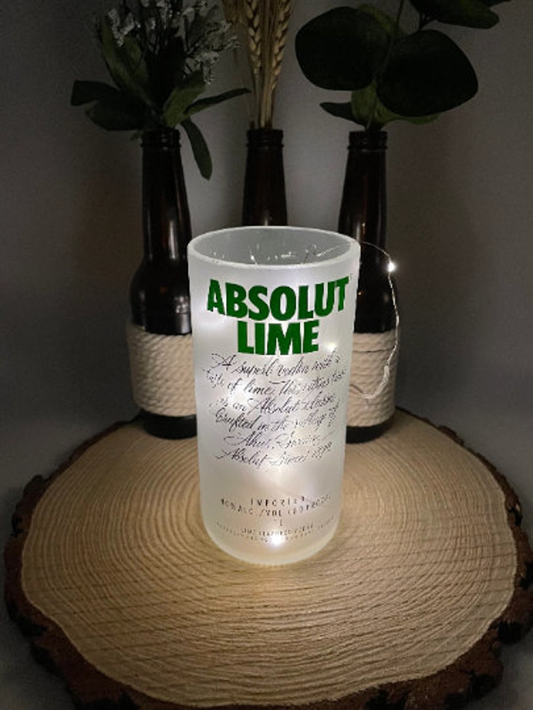 Liquor Bottle Candle Absolut Vodka Candle Unique Vase Handmade Custom ...