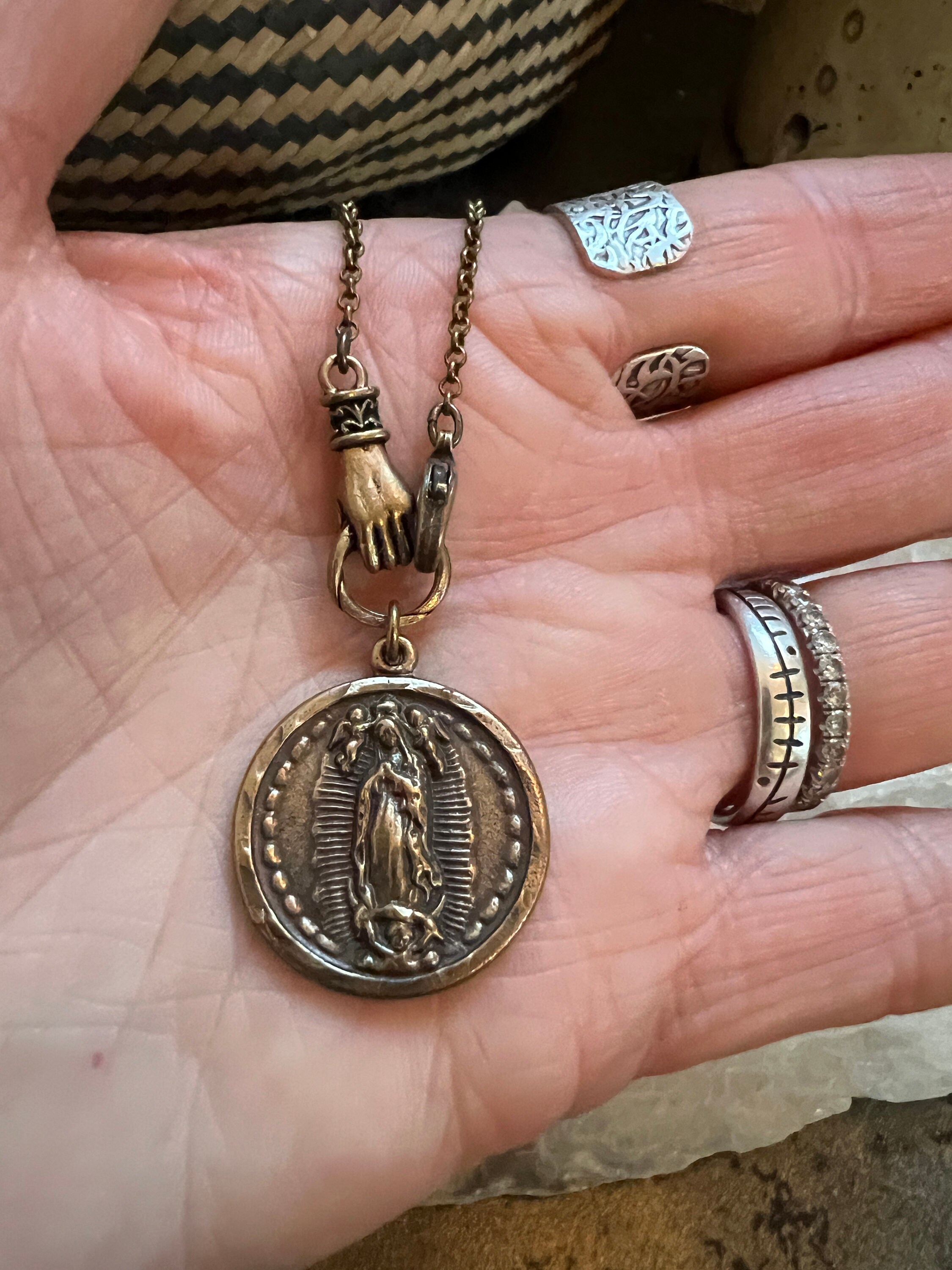 Bronze, Hand Cast Our Lady of Guadalupe With Angels With a Victorian ...