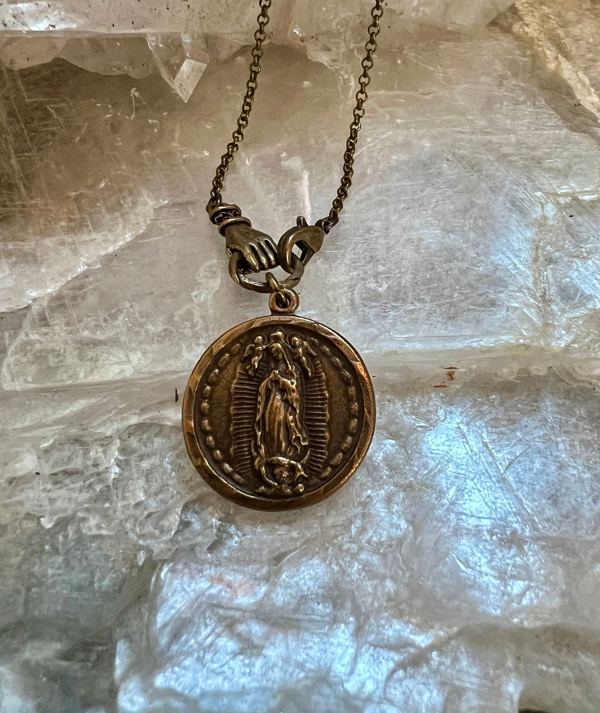 Bronze, Hand Cast Our Lady of Guadalupe With Angels With a Victorian ...