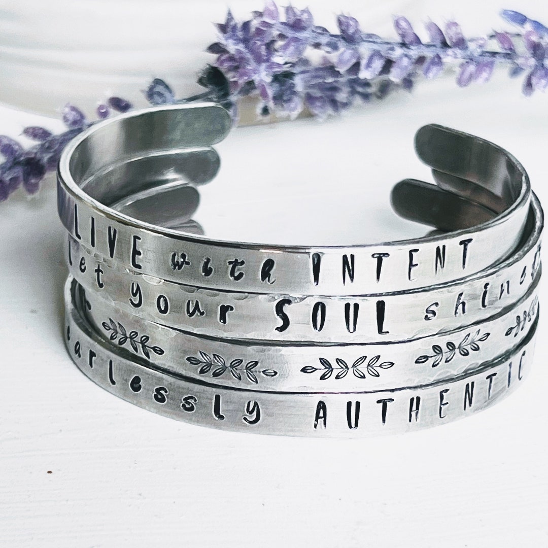 Custom Personalized Hand Stamped Metal Cuff Bracelet - Etsy