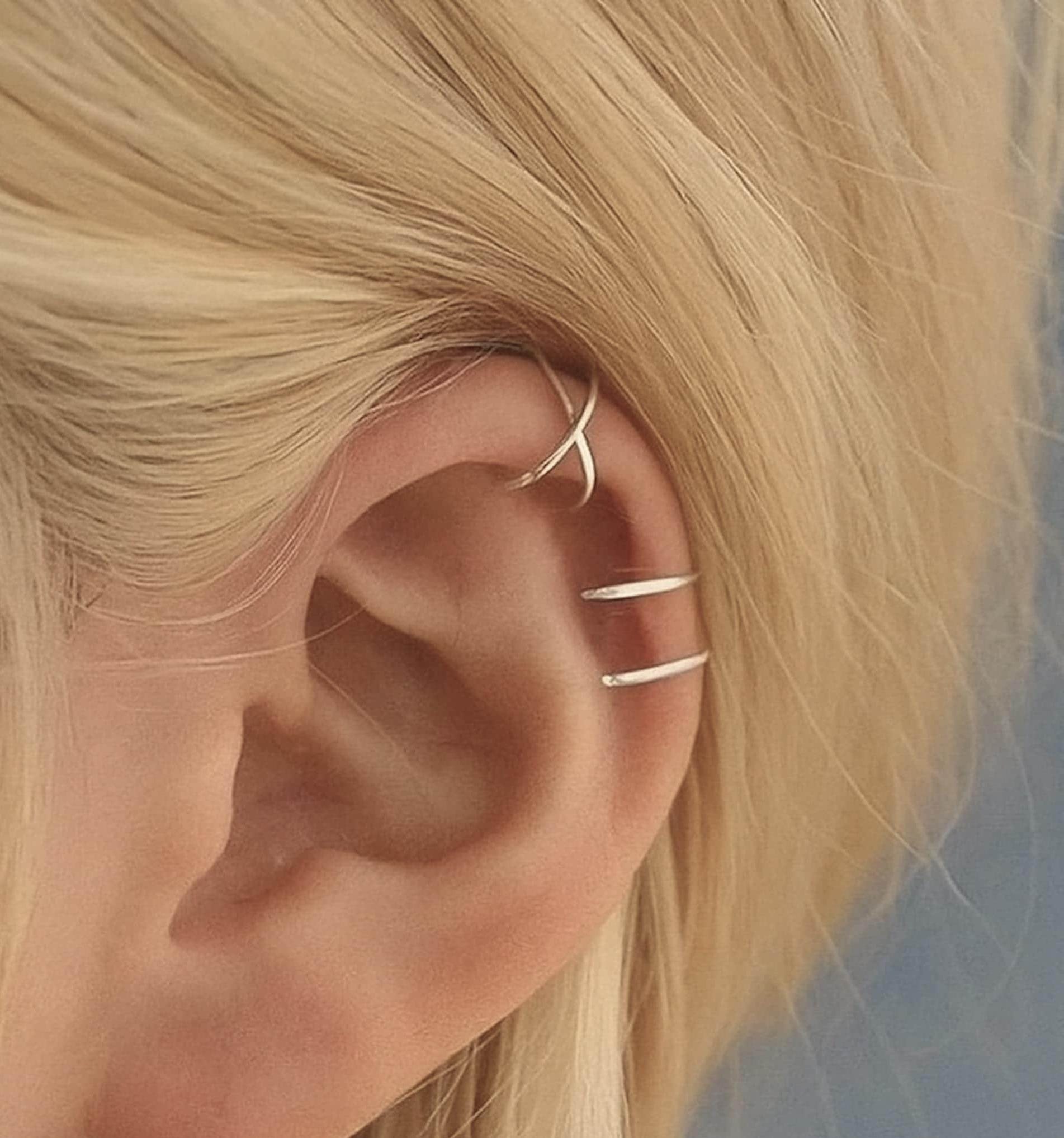 Sterling Silver Non Piercing Ear Cuff | Criss Cross Cartilage Ear Wrap ...