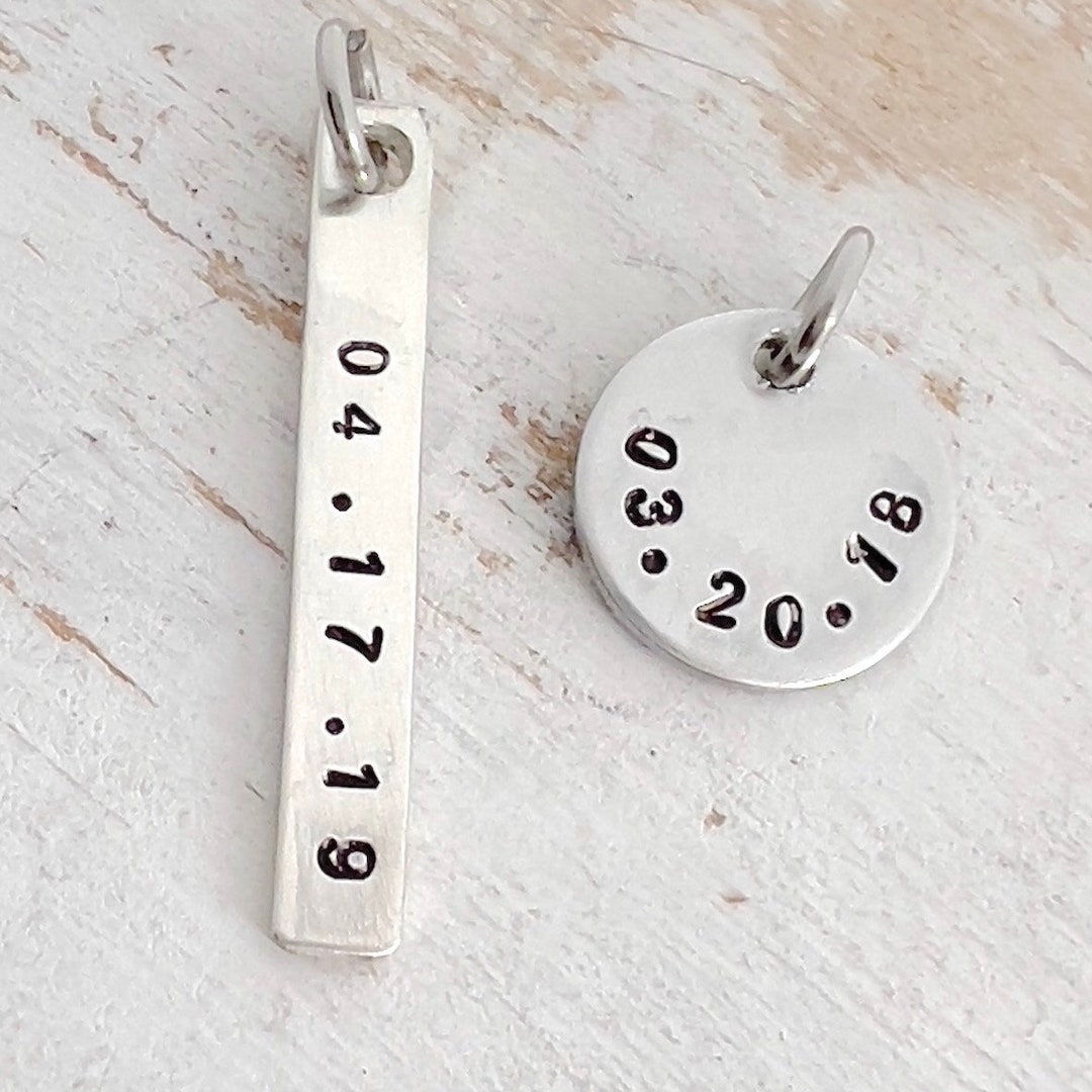 Sterling Silver Charm With Date | Custom Date Charm | Add on Charm ...
