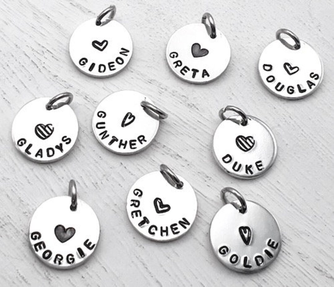 Personalized Name Charm With Heart, Tiny Add on Charm, Hand Stamped ...