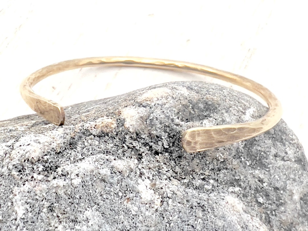 Handmade Raw Brass Hammered Cuff Bracelet | Adjustable Stacking Bangle ...