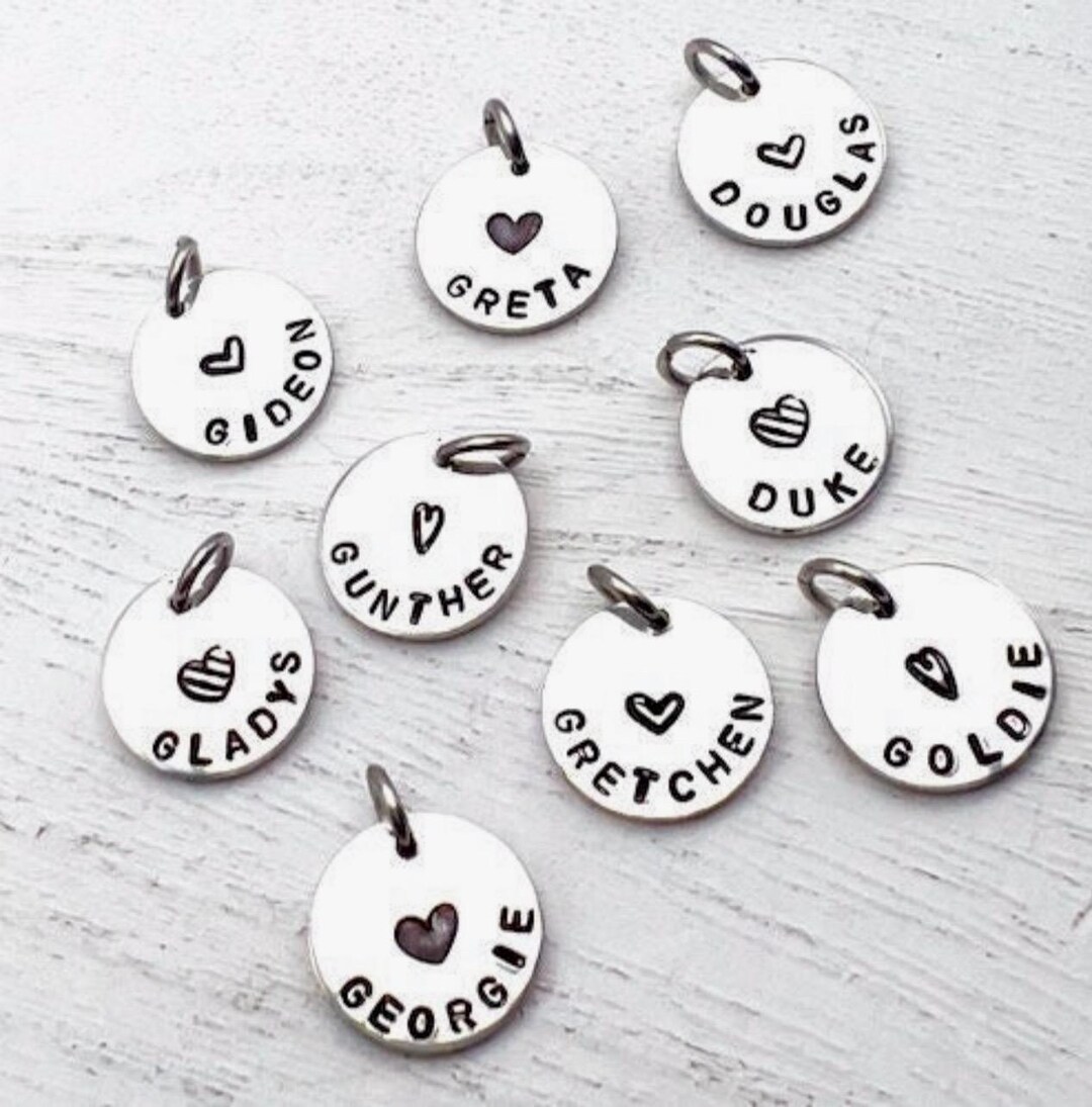 Personalized Name Charm With Heart | Tiny Add on Charm | Hand Stamped ...