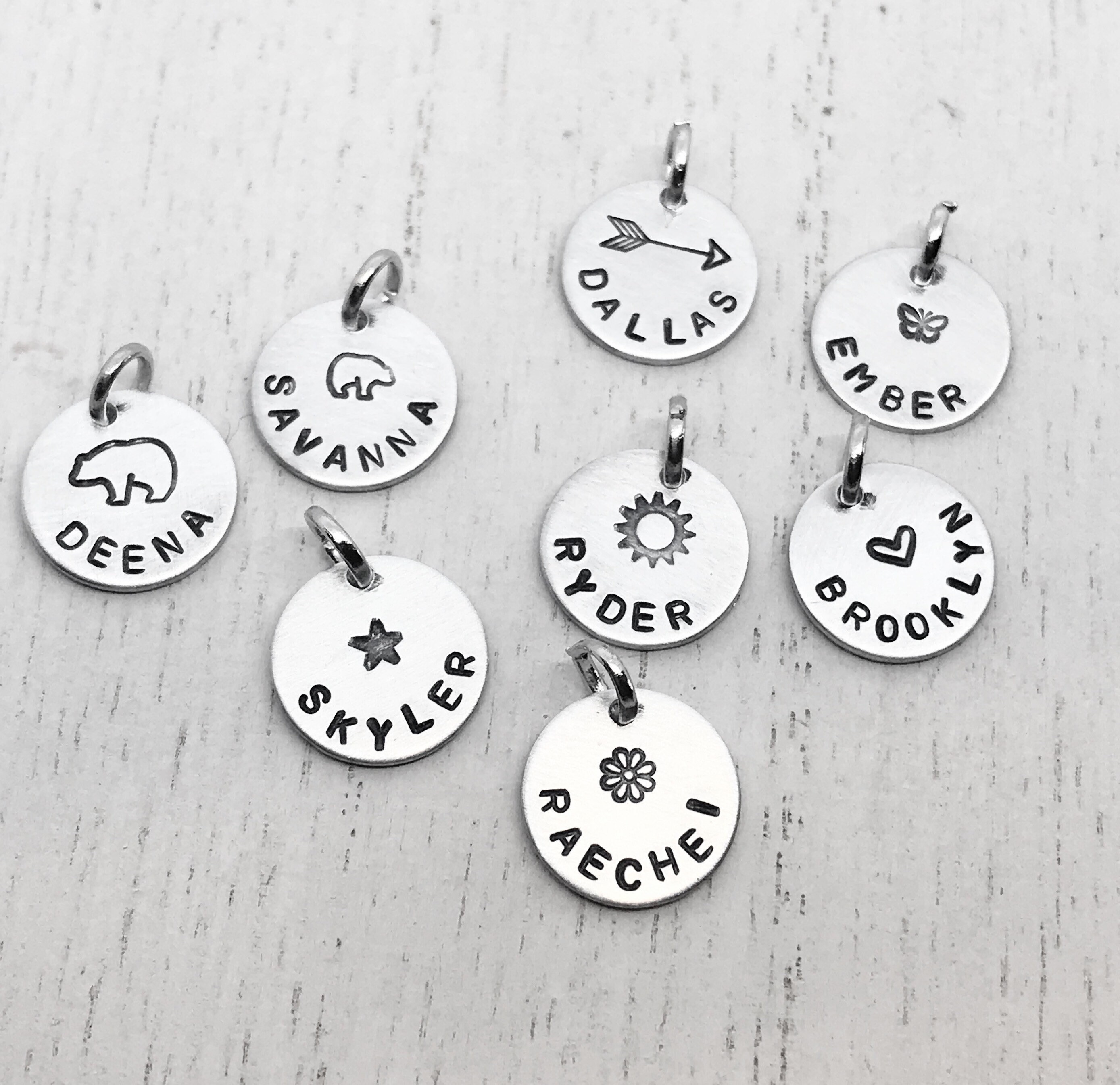 Personalized Name Charm With Center Design Tiny Add on Charm - Etsy