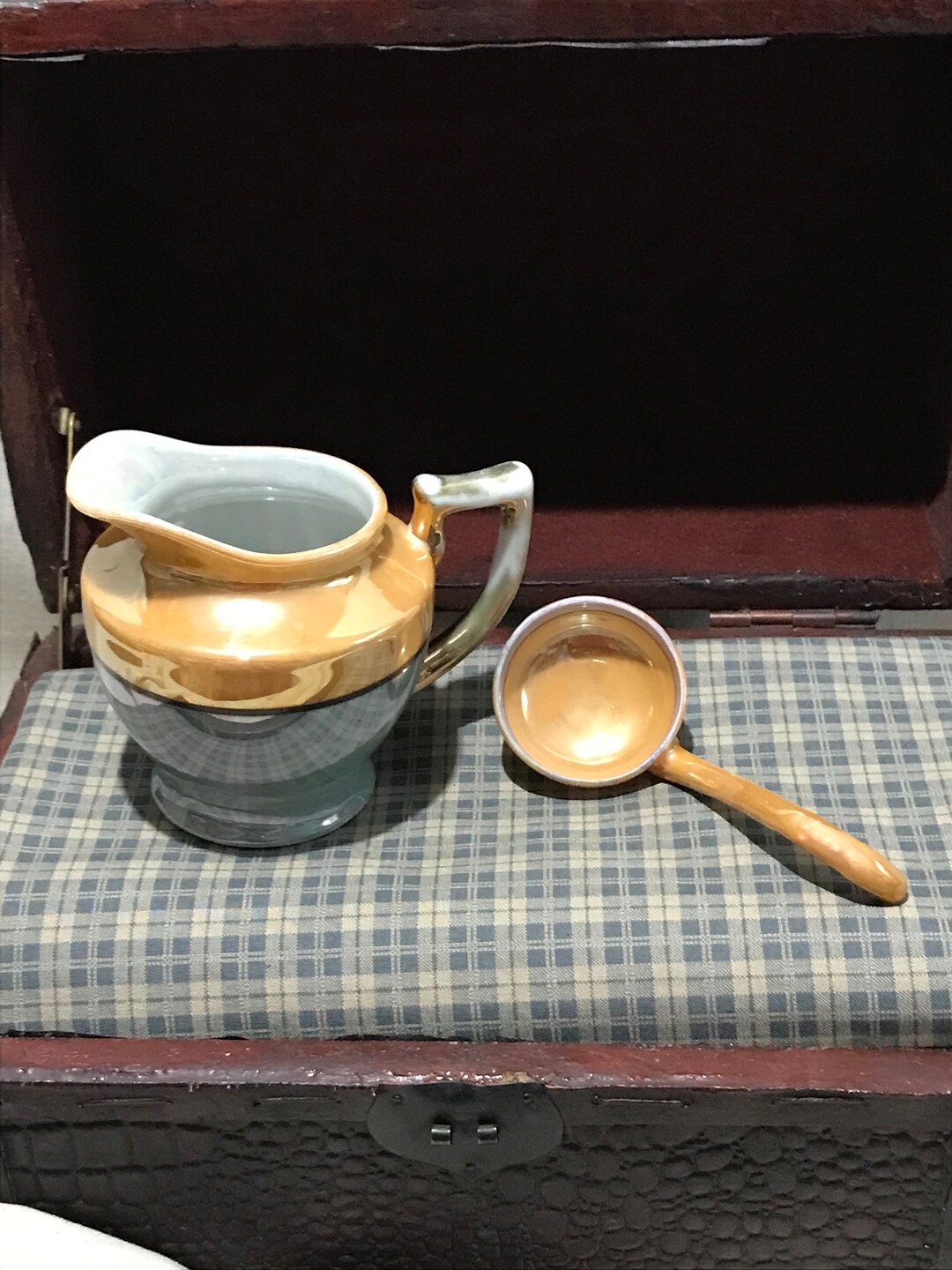 Takito Lusterware Vintage Blue Creamer & Spoon Japan - Etsy