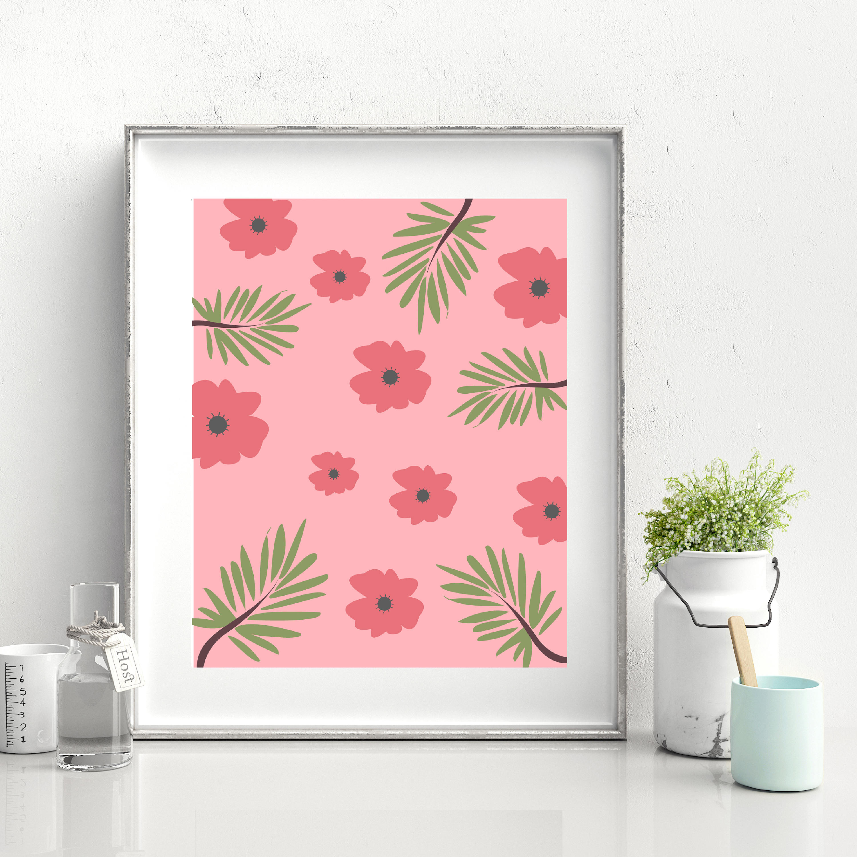 Flowers and Leaves Printable Poster - Etsy