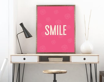 Hot Pink Calendar Printable Poster Chic Office Wall Art Pink and White ...