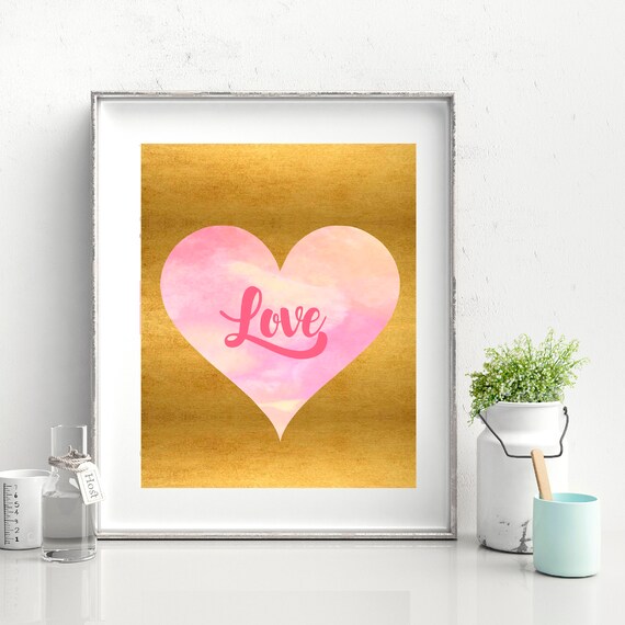 Love Printable Poster gold | Etsy