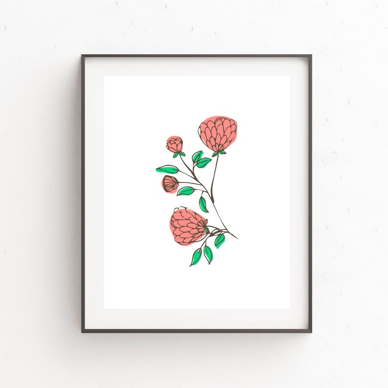 Flowers Minimal Printable Poster - Etsy