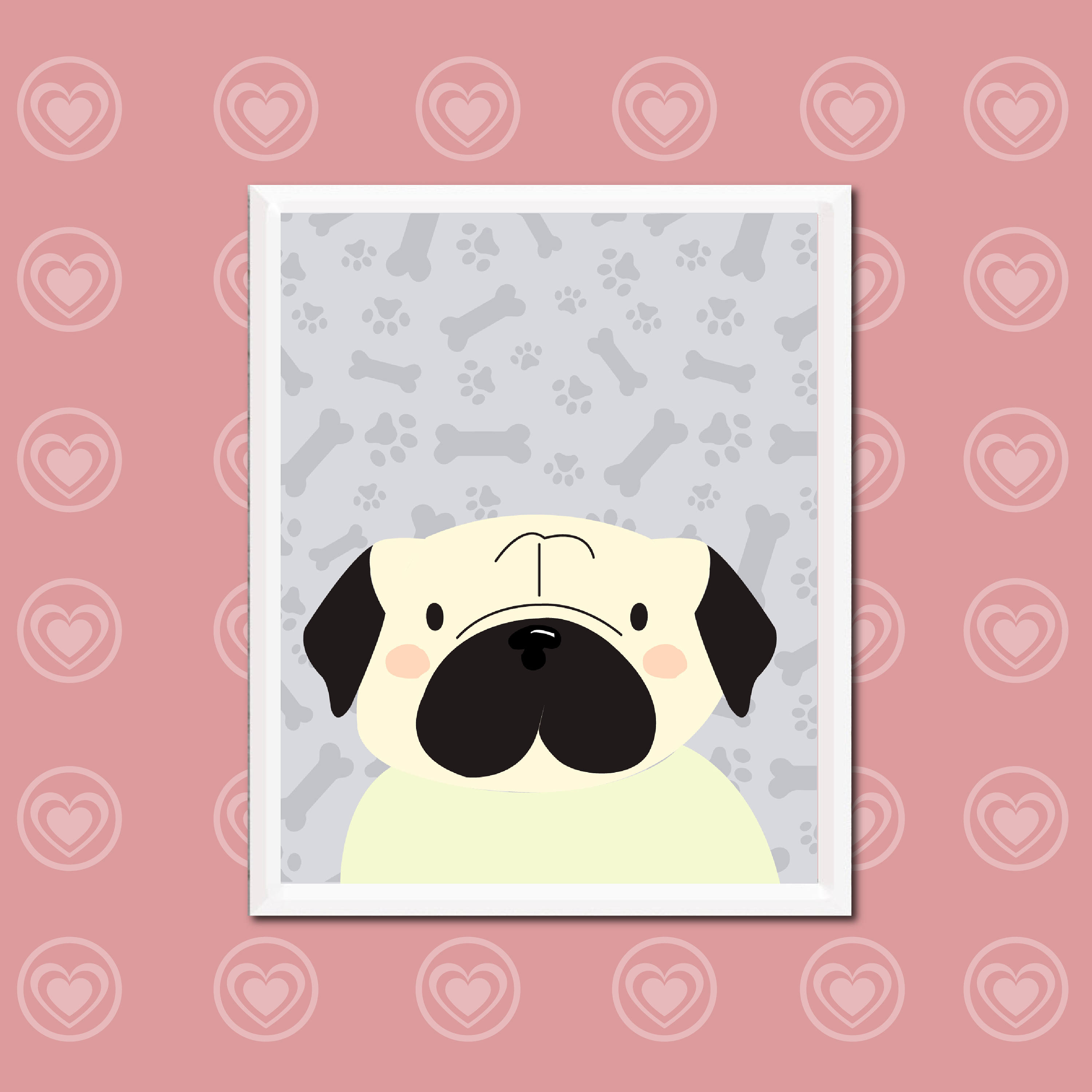Pug Bones and Paws Printable Poster - Etsy