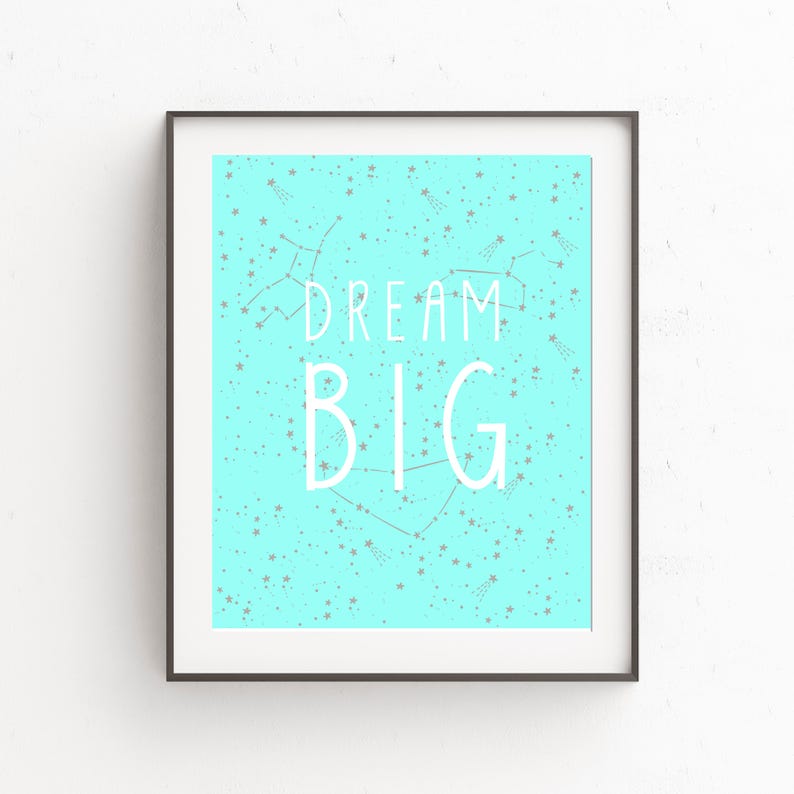 Dream Big Printable Poster (aqua) - Etsy