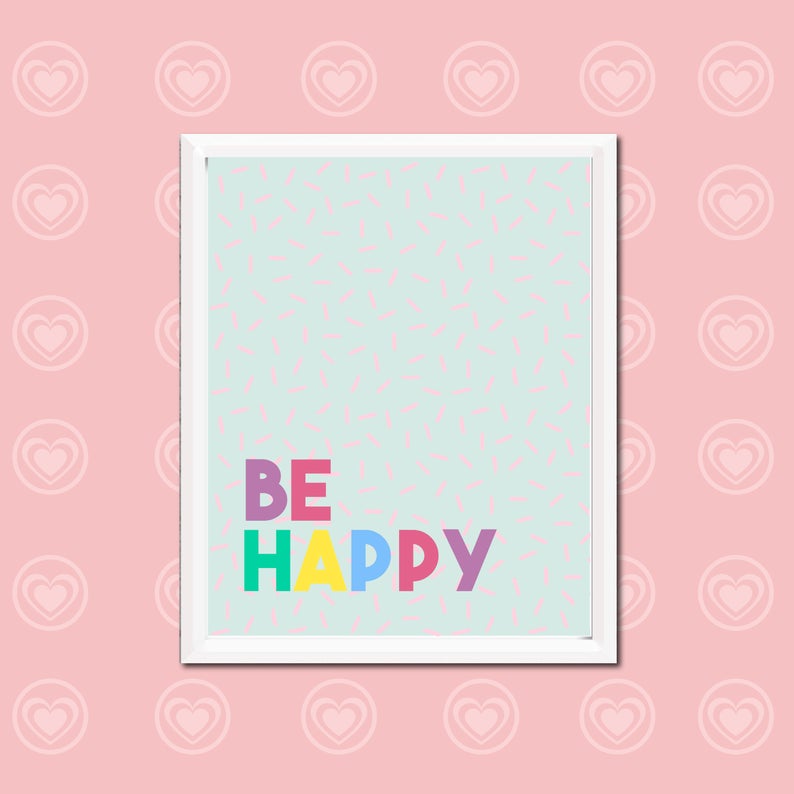 Be Happy Confetti Printable Poster - Etsy