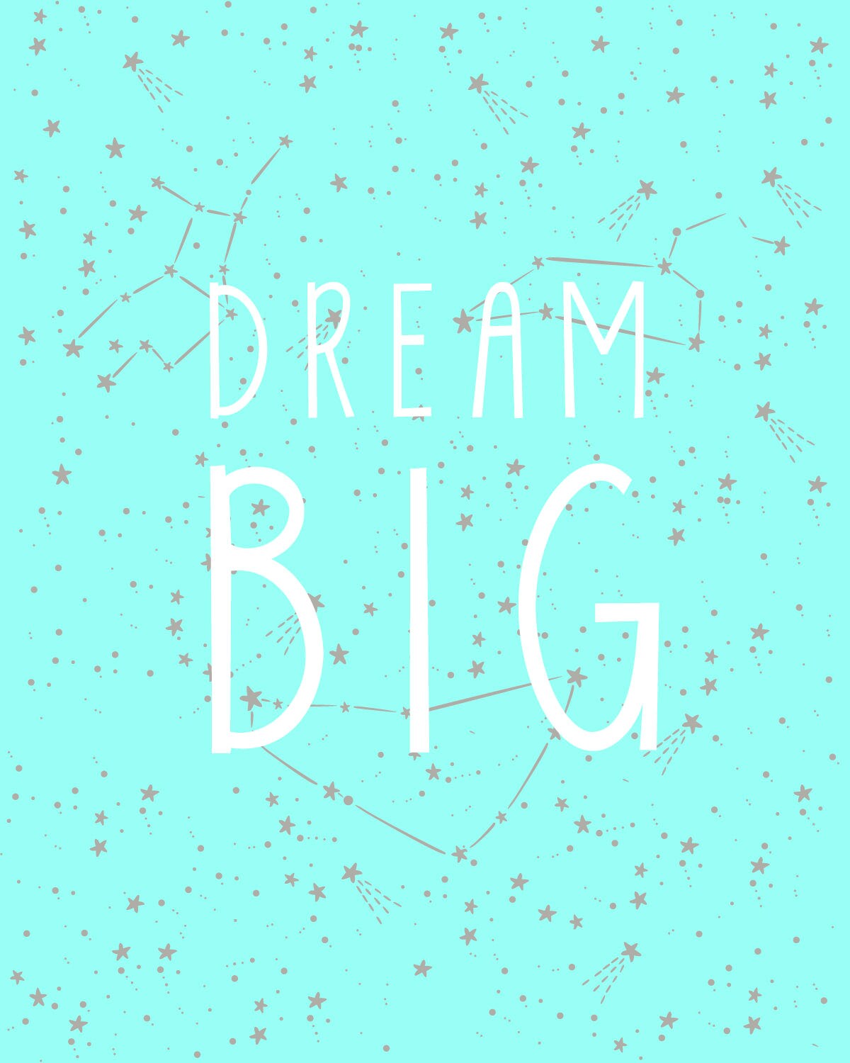 Dream Big Printable Poster (aqua) - Etsy