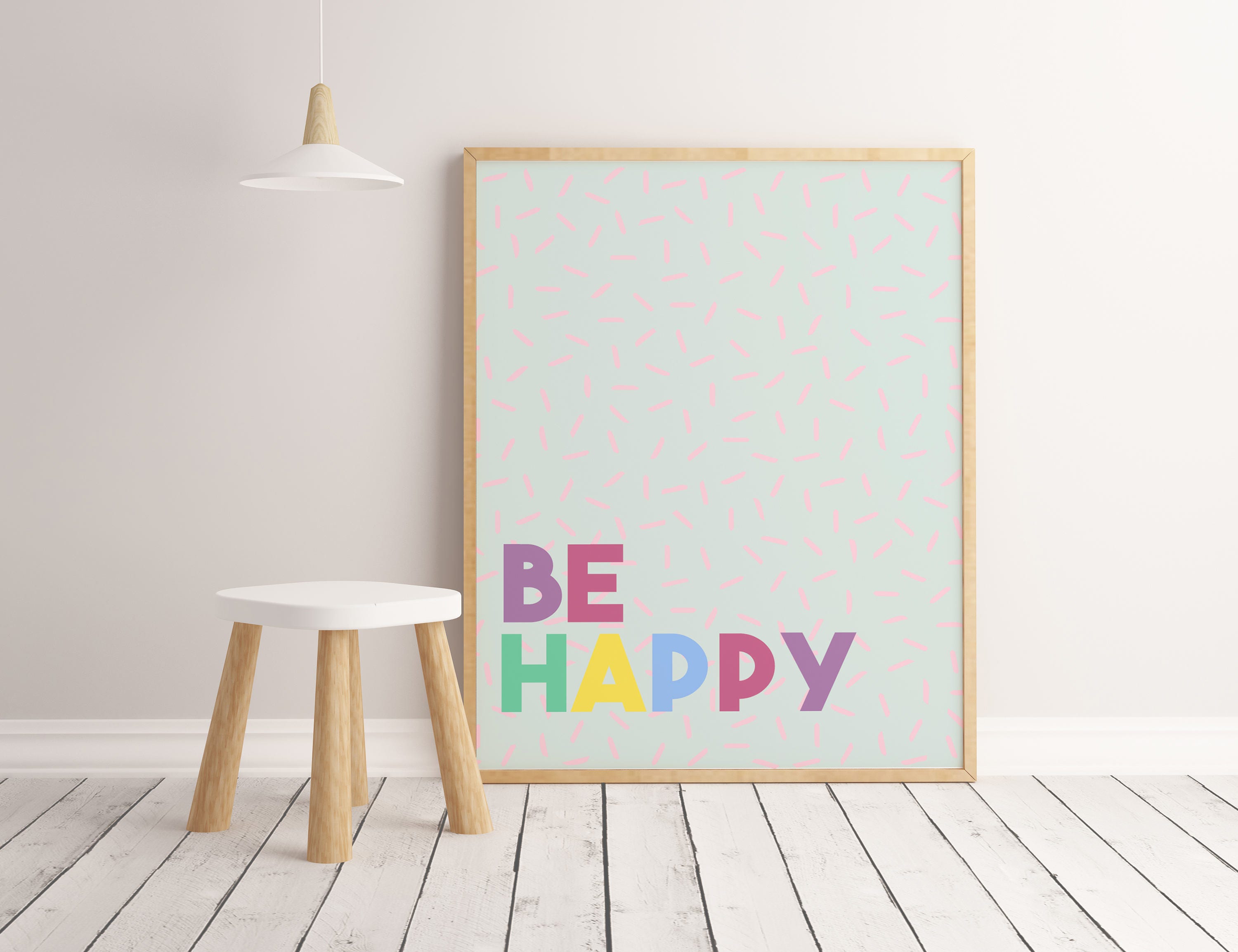 Be Happy Confetti Printable Poster - Etsy