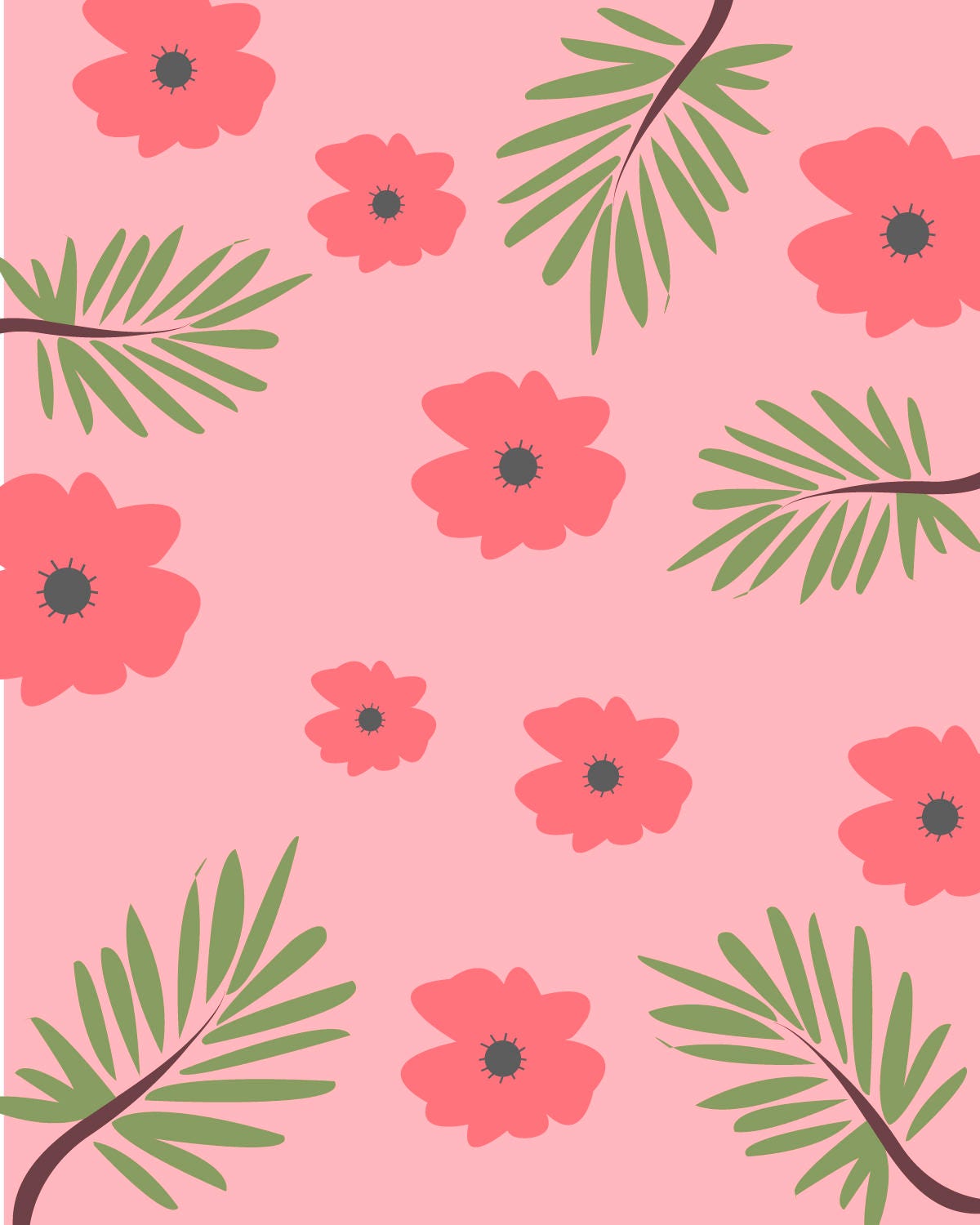 Flowers and Leaves Printable Poster - Etsy