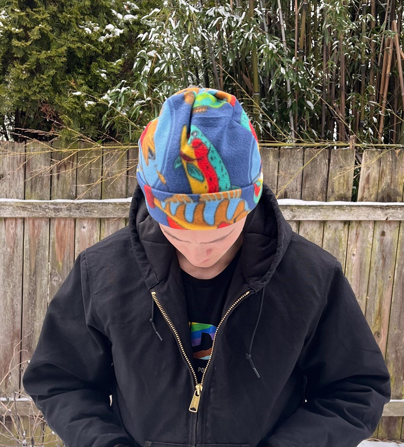 Handmade Fleece Fish Beanie: Colorful Trout Winter Hat - Etsy