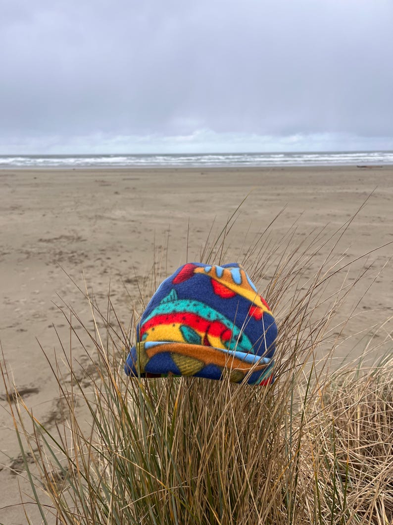 Handmade Fleece Fish Beanie: Colorful Trout Winter Hat - Etsy