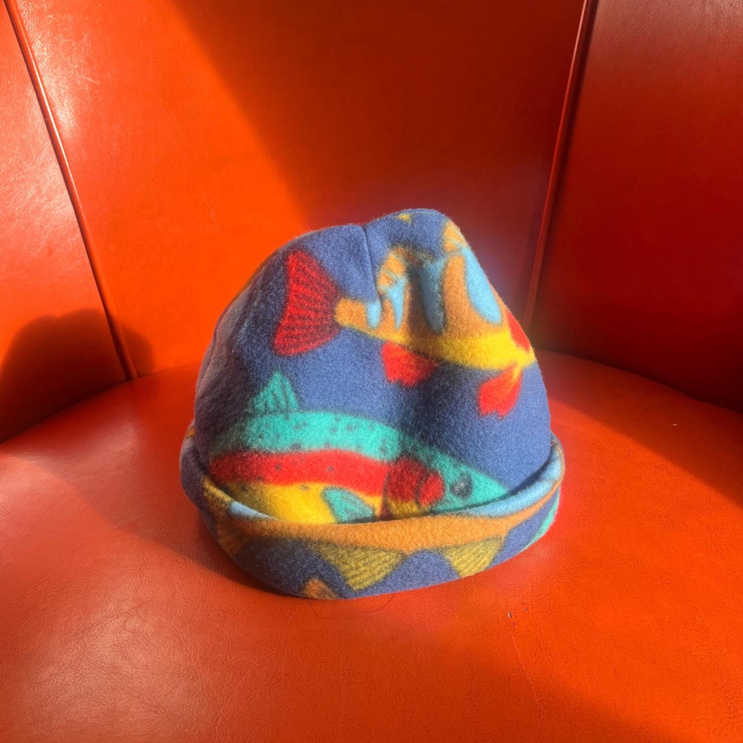 Fleece Fish Beanie - Handmade Colorful Trout Beanie - Warm & Cozy ...