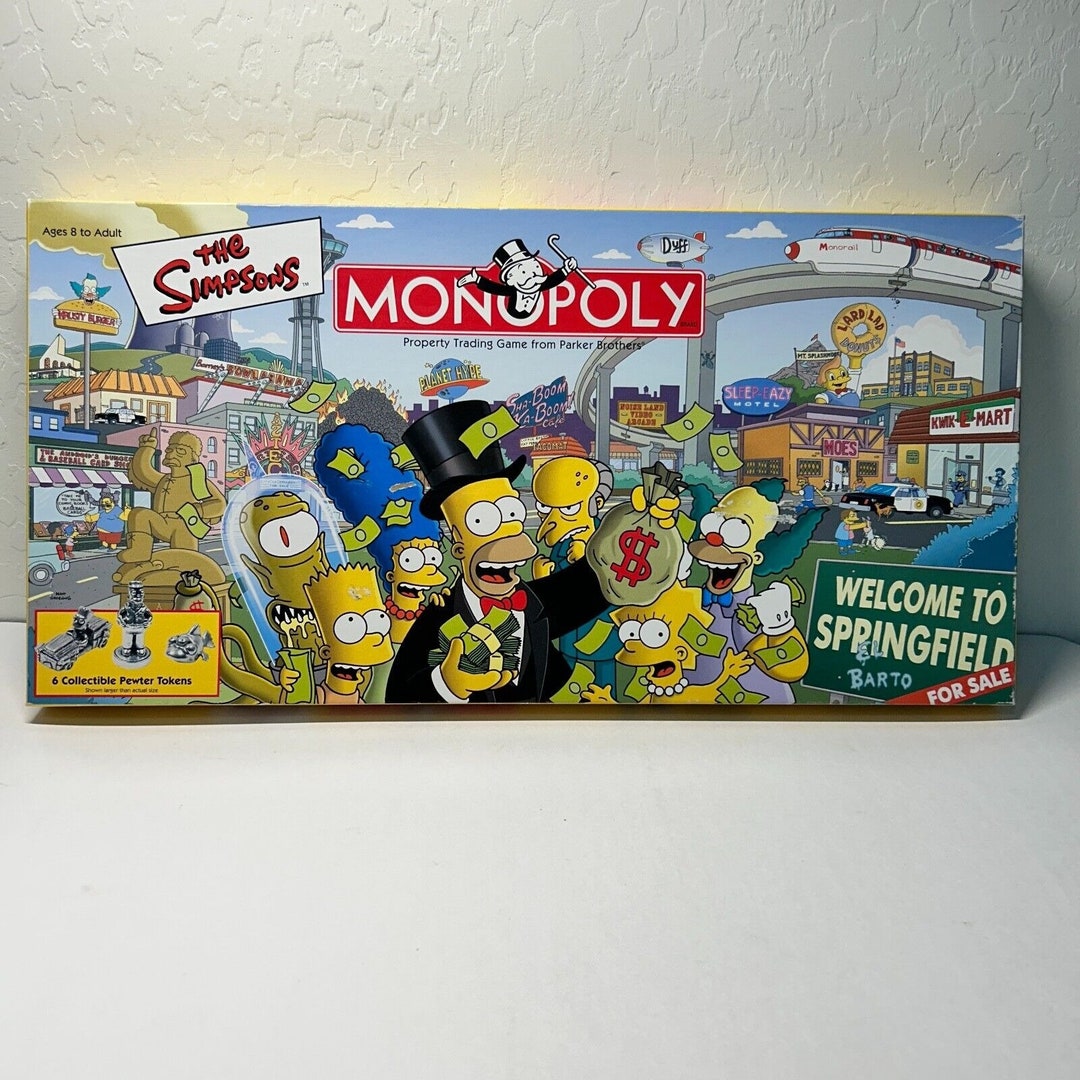 The Simpsons Monopoly Board Game Property Trading Game W/ Pewter Tokens ...