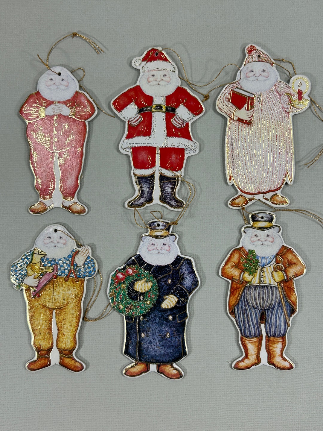 Santa Die Cut Cardboard Christmas Ornaments, Lot of 6 - Etsy
