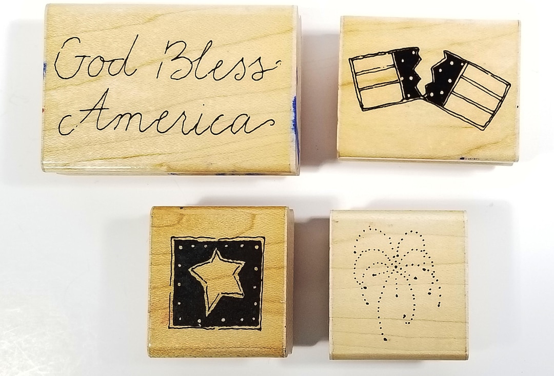 Patriotic Stamp God Bless America Star Firecracker - Etsy