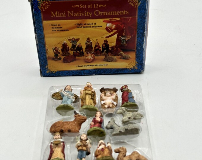Mini Nativity Set of 12 Highly Detailed Hand Painted Polystone ...