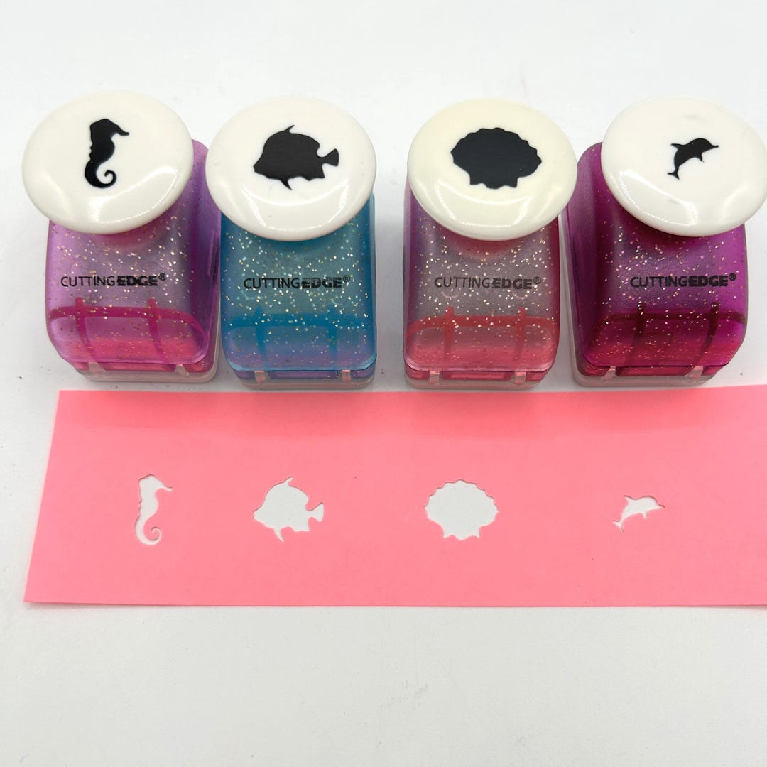 Paper Punches Cutting Edge Lot of 4, Seahorse, Shell, Fish, Dolphin ...