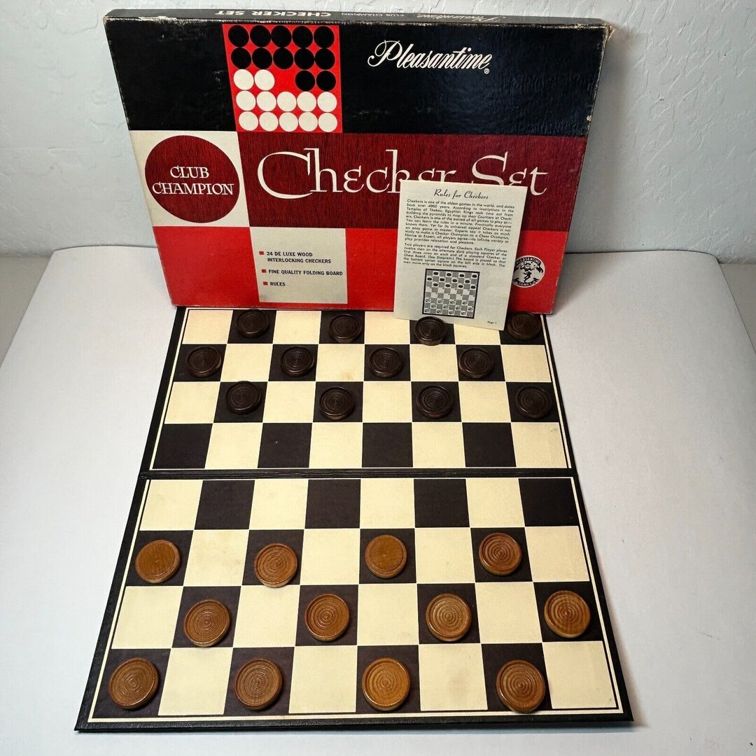Checkers Pleasantime Club Champion Wood Checkers No. 300 Vintage 1967 ...